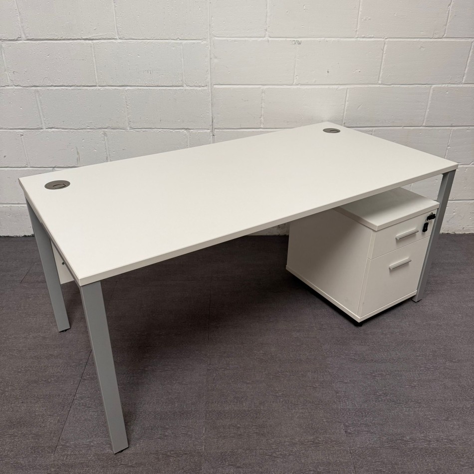 White Desk & Pedestal 1600x800 | Three Counties Office